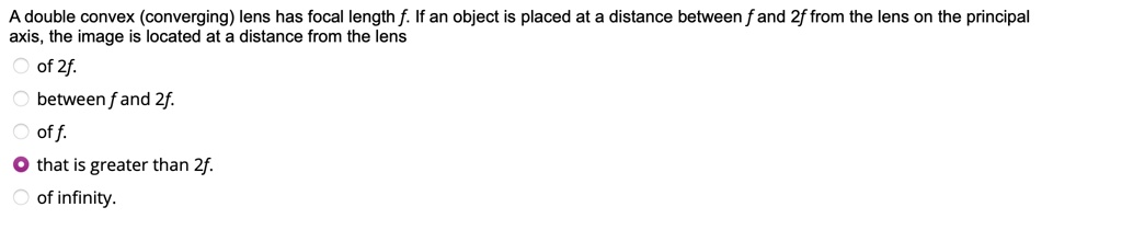 SOLVED: A double convex (converging) lens has focal length f: If an ...