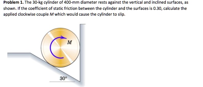 problem 1 the 30 kg cylinder of 400 mm diameter rests against the ...