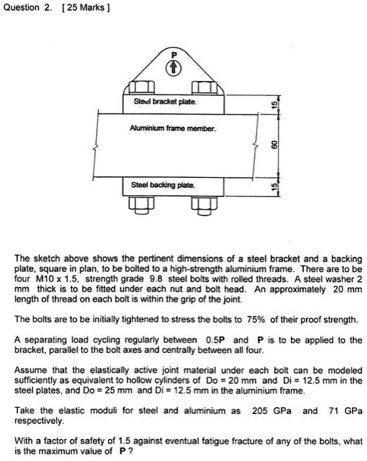 Question 2. [25 Marks] P Steel bracket plate. Aluminium frame member ...