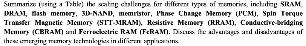 SOLVED: Summarize (using Table) the scaling challenges for different ...