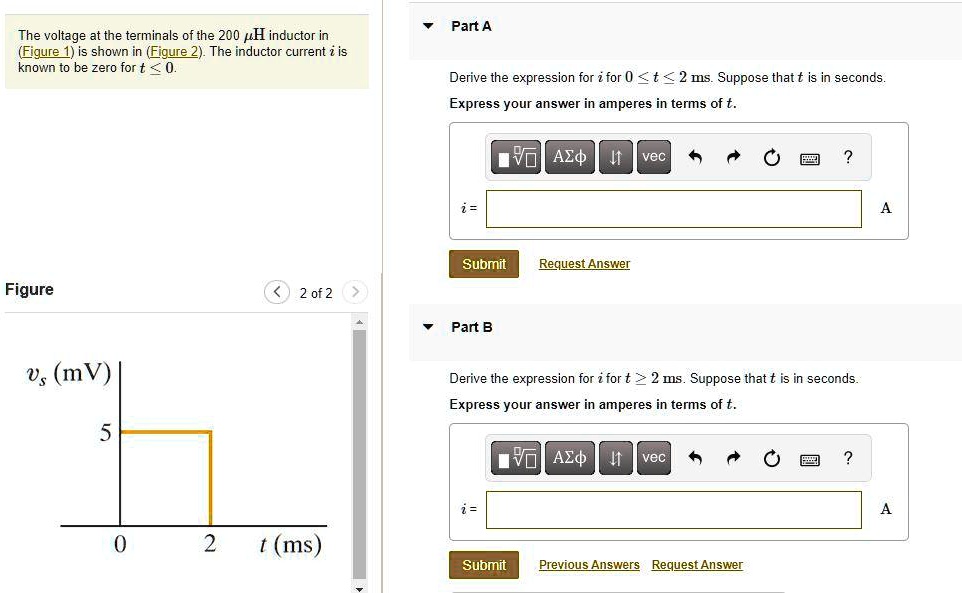 the voltage at the terminals of the 200 inductor in figure 1 is shown ...