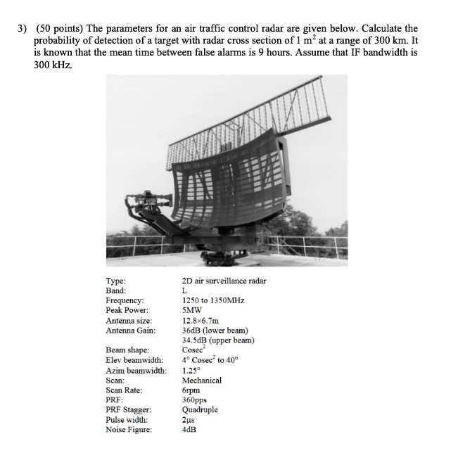 SOLVED: 350 points The parameters for an air traffic control radar are ...