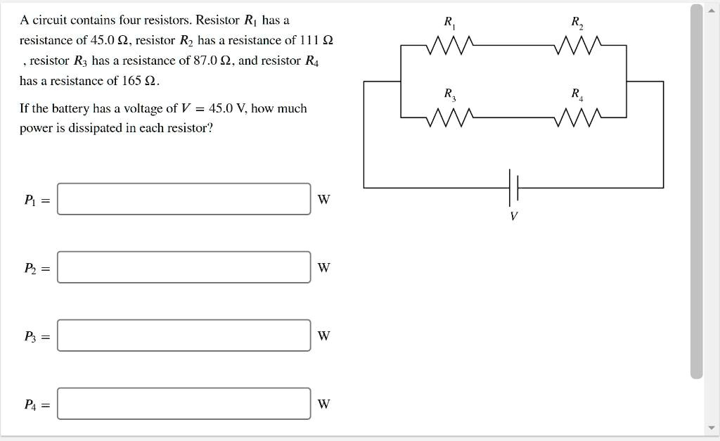 SOLVED:A circuit contains four resistors Resistor Ri has & resistance ...