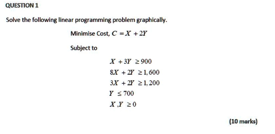 QUESTION 1 Solve the following linear programming problem...