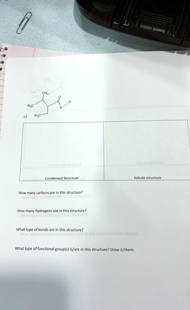 C H3c H3c Ch3 H Condensed Structure Kekule Structure Condensed