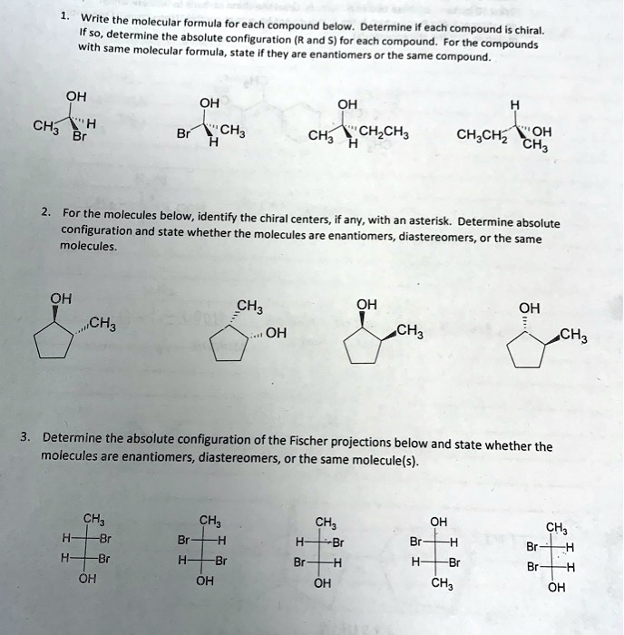 SOLVED:Write the molecular formula for each compound below. If s0 ...