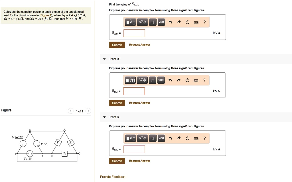 SOLVED: Find the value of SAB. Express your answer in complex form ...