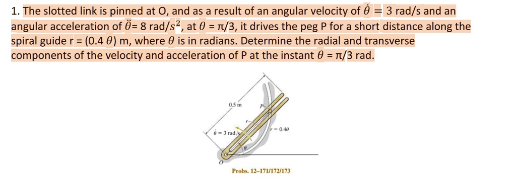1. The slotted link is pinned at O, and as a result of an angular ...