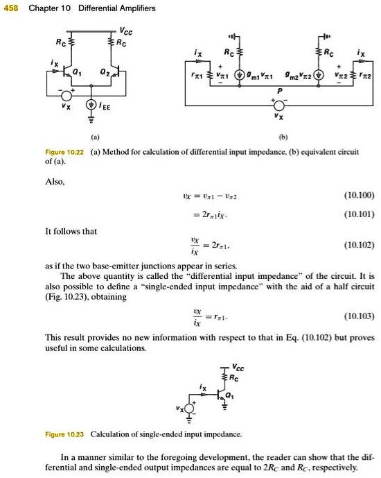 SOLVED: Texts: Prove that the output impedance of this differential circuit is 2Rc. 458 Chapter ...