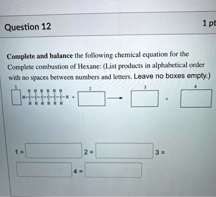 question 12 complete and balance the following chemical equation for ...