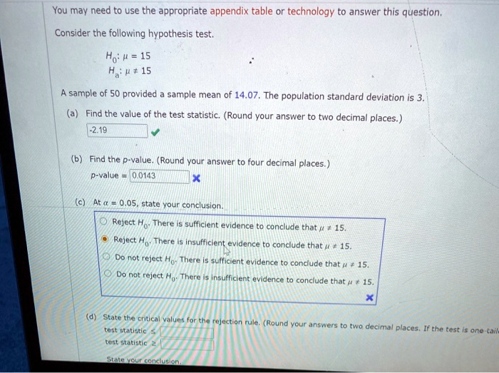 Solved Consider The Following Hypothesis Test Ho μ 15 Ha μ â