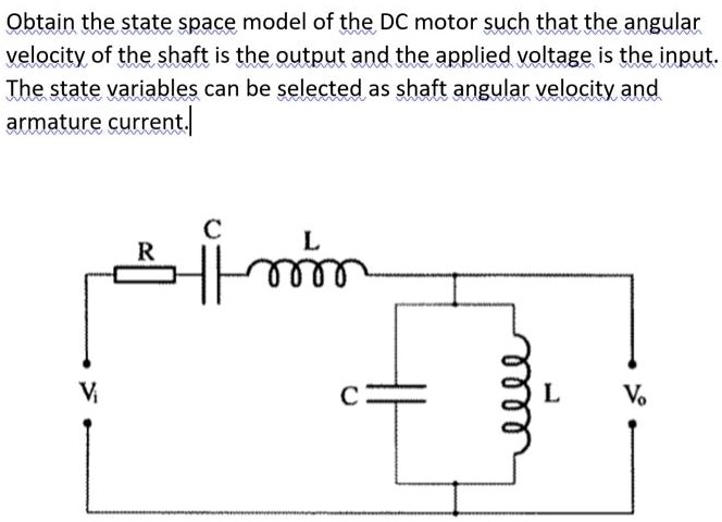 SOLVED: Control Systems Question: Obtain the state space model of the ...