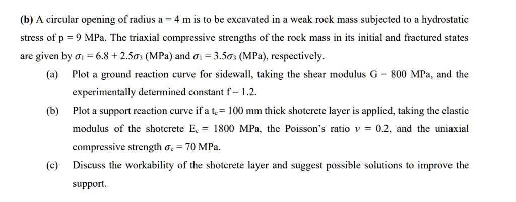 SOLVED: "Engineering Geology and Rock Engineering (b) A circular ...