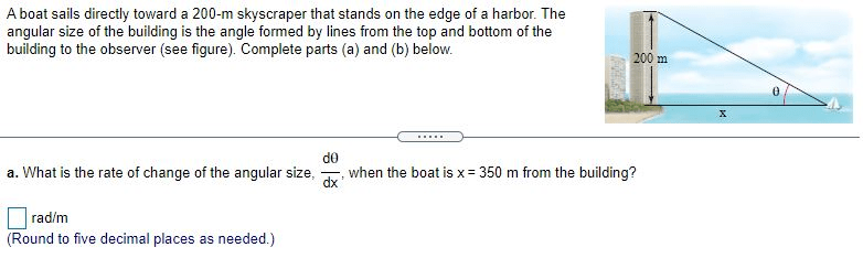 SOLVED: A boat sails directly toward a ?200-m skyscraper that stands on ...