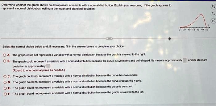 SOLVED: D. The graph could not represent a variable with a normal distribution because the graph ...