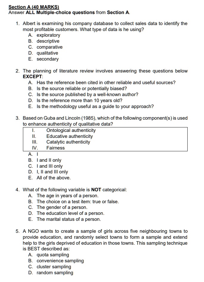 SOLVED:Section A (40 MARKSL Answer ALL Multiple-choice questions from ...