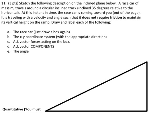 SOLVED:pts) Sketch the following description on the inclined plane below: race car of mass ...