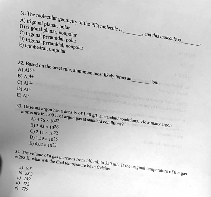 the molecular a trigonal geometry b planar of the polar pf3 trigonal ...