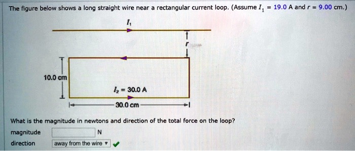 SOLVED:The figure below shows long straight wire near rectangular current loop. (Assume 00 cm ...