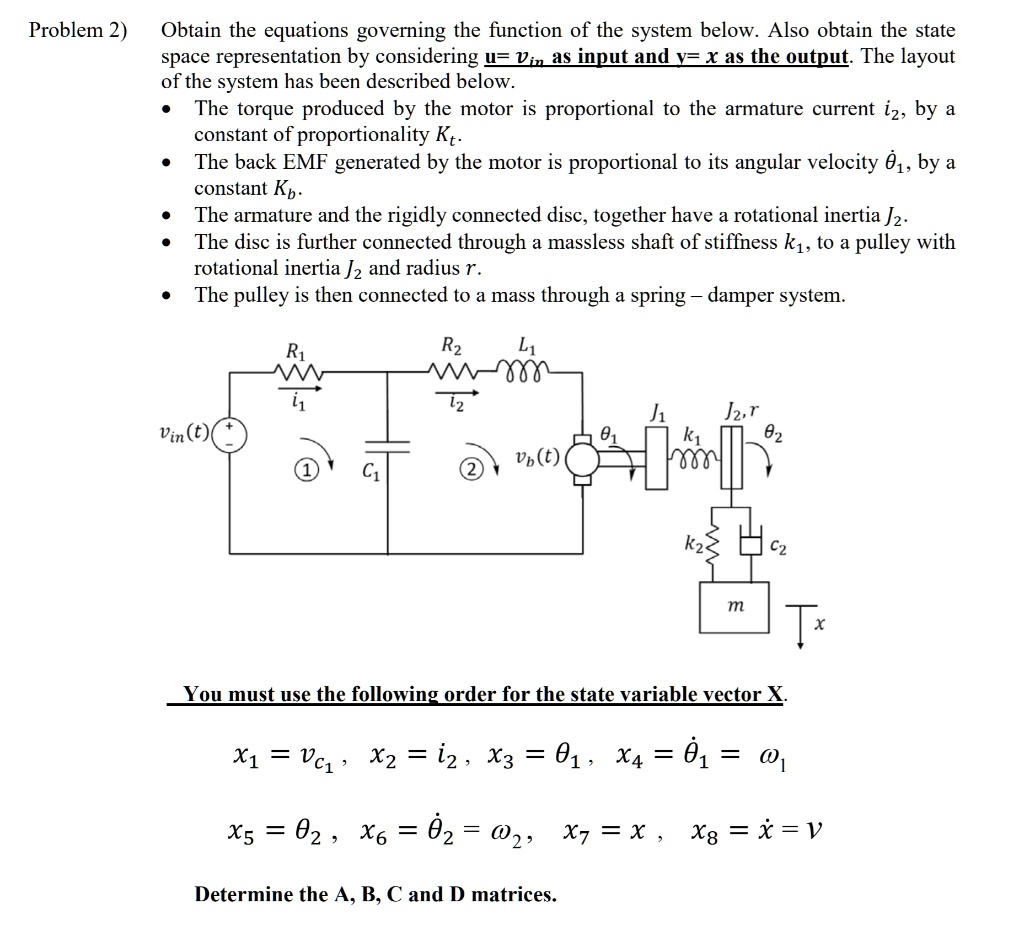 problem 2 obtain the equations governing the function of the system ...