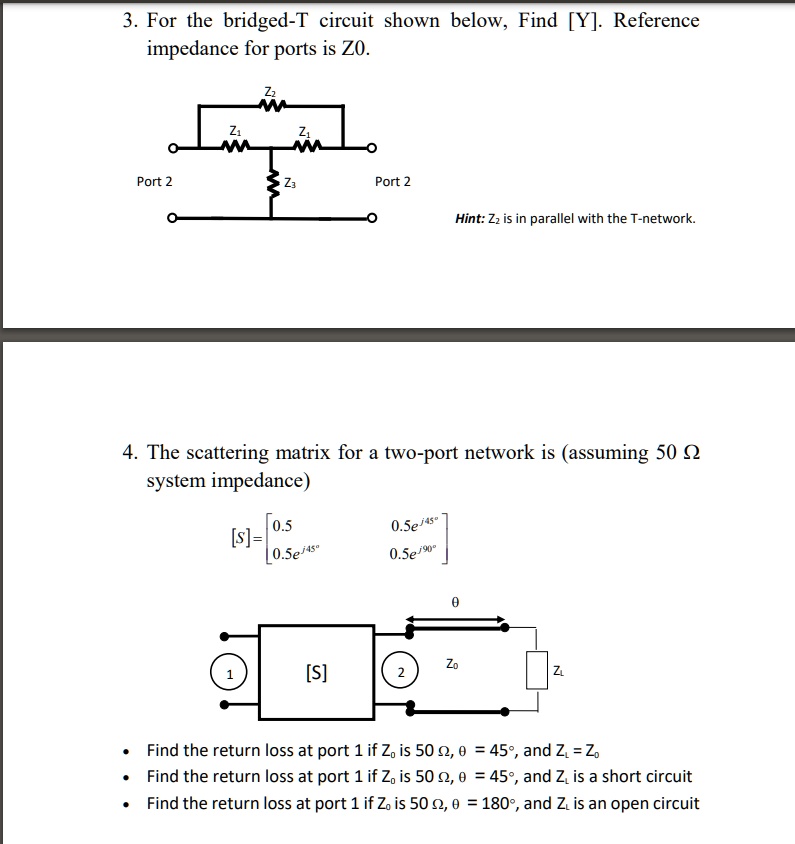 SOLVED: For the bridged-T circuit shown below, find [Y]: Reference ...