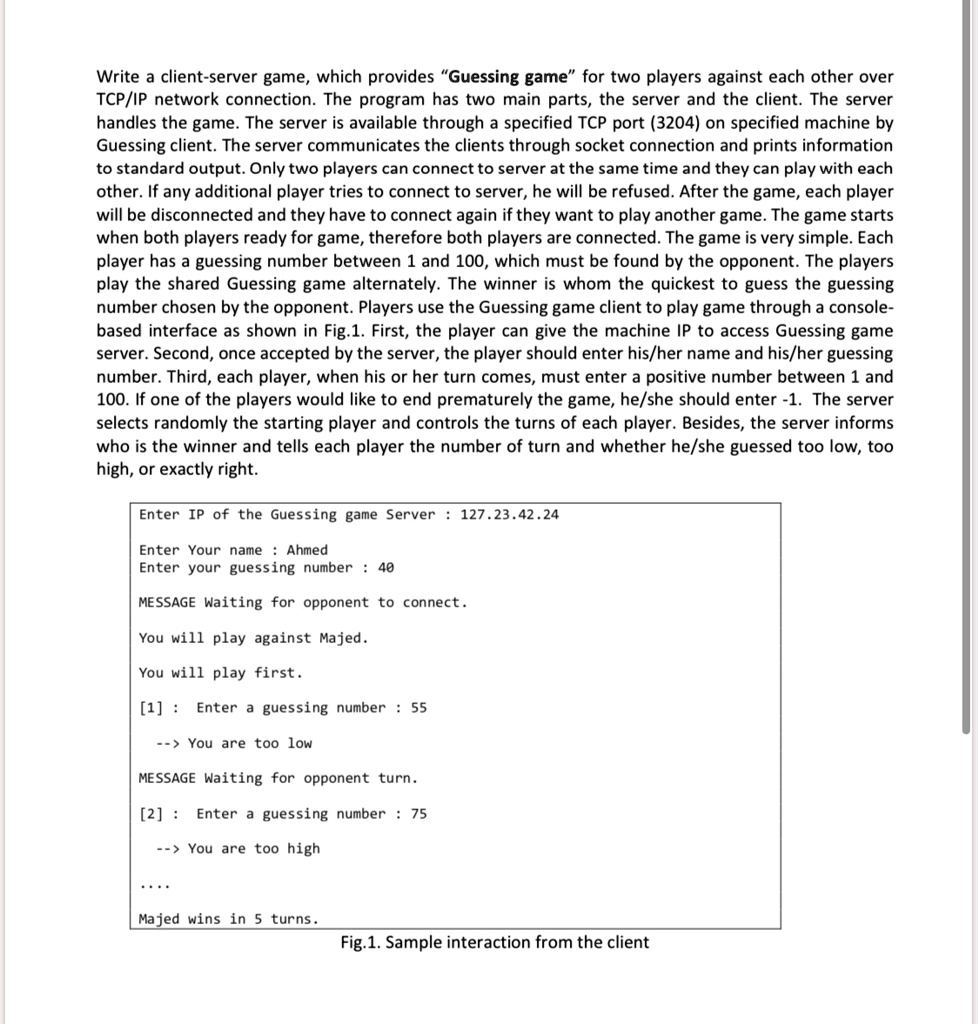 Solved Write Java Code Write A Client Server Game Which Provides Guessing Game For Two 6871
