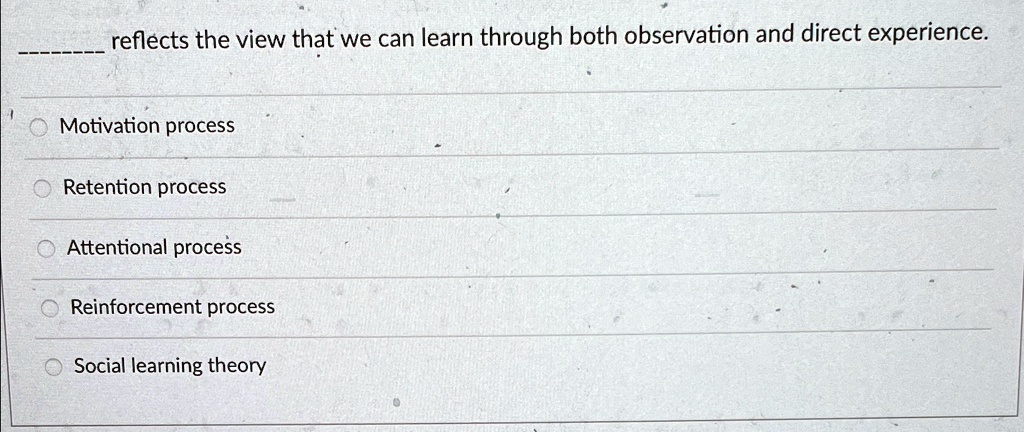reflects the view that we can learn through both observation and direct experience. Motivation ...