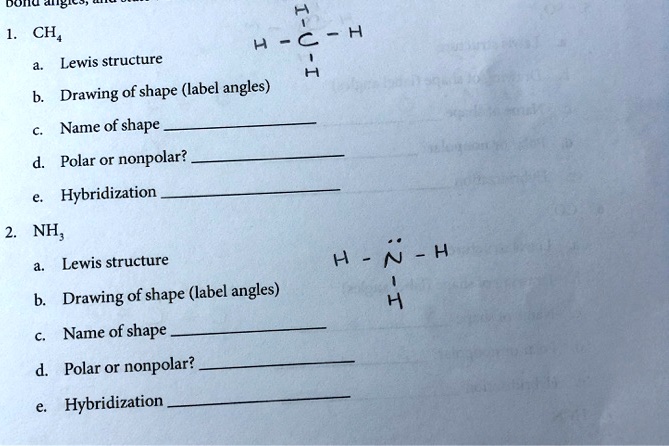 SOLVED: ponu CH, Lewis structure Drawing of shape (label angles) Name ...