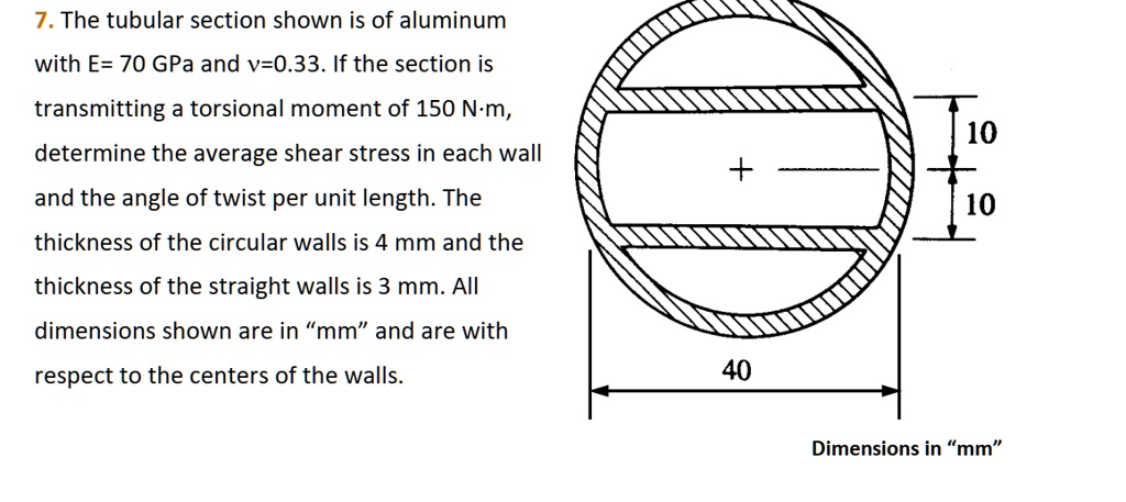 7. The tubular section shown is of aluminum with E= 70 GPa...