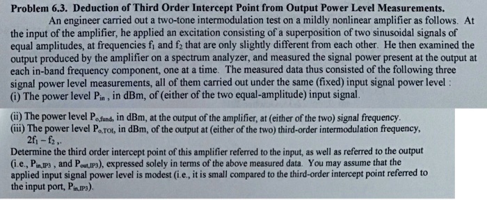 Problem 63 Deduction Of Third Order Intercept Point From Output Power