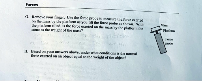 SOLVED: Forces Remove your finger Use the force probe measurc thc foice ...