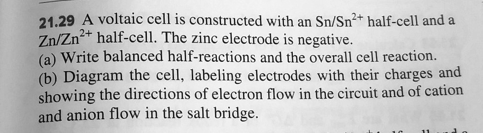 SOLVED: 21.29 A voltaic cell is constructed with an Sn/Snl+ half-cell ...