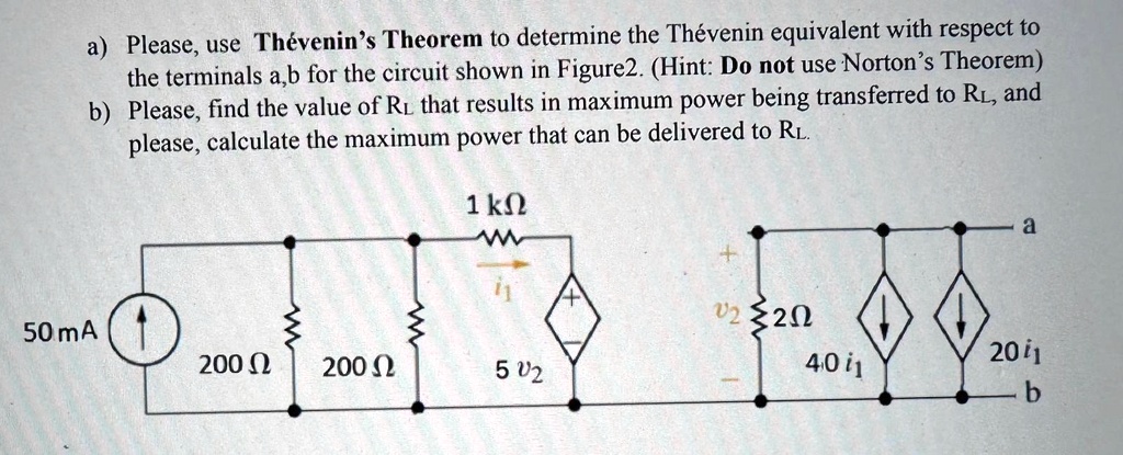 SOLVED: a) Please,use Thevenin's Theorem to determine the Thevenin equivalent with respect to ...
