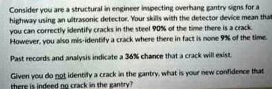 there is no crack in the gantry? Consider you are a structural engineer ...