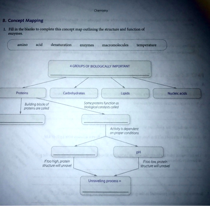 SOLVED: Text: Chemistry B. Concept Mapping 1. Fill in the blanks to ...