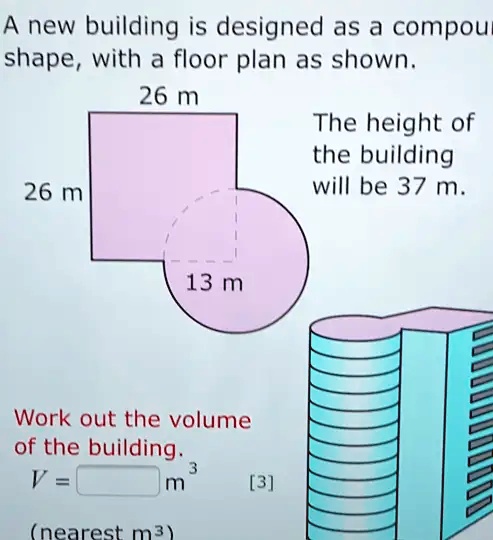 A new building is designed as a compound shape, with a floor plan as ...