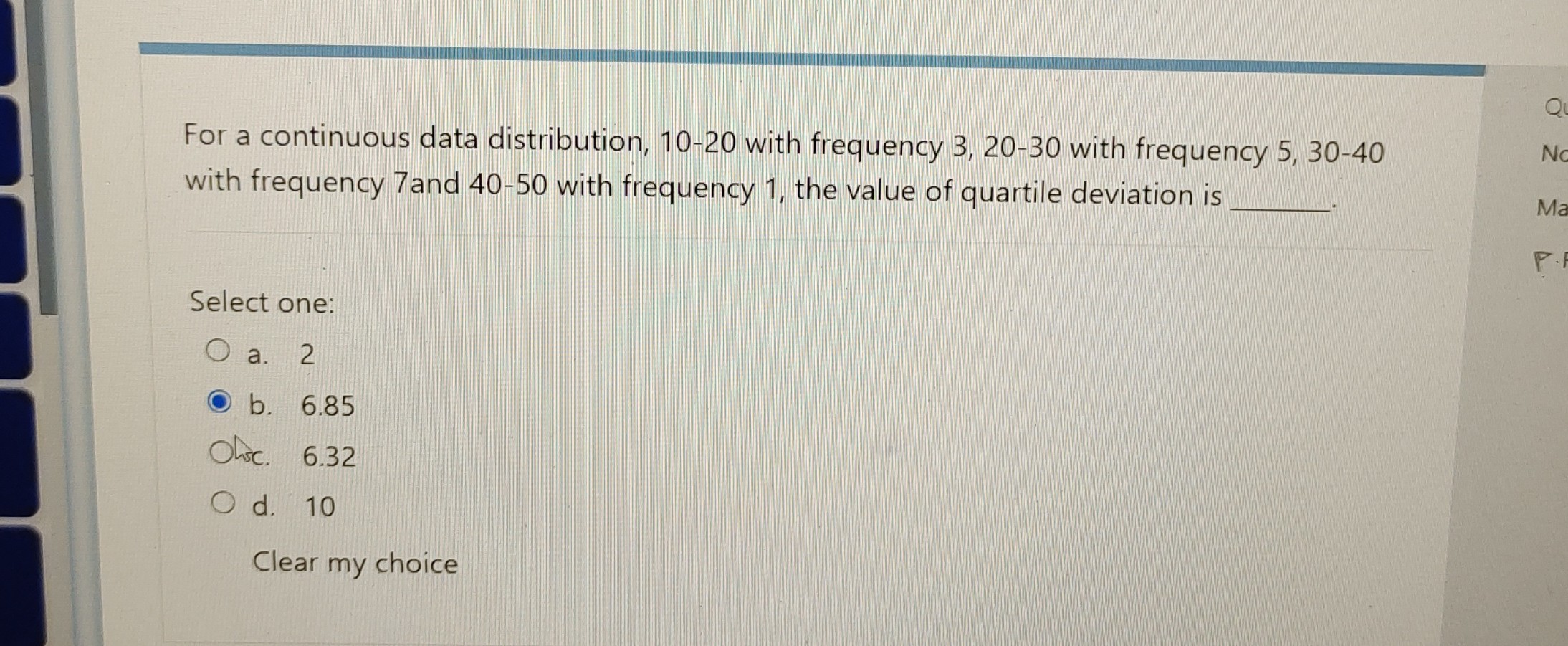 SOLVED: For a continuous data distribution, 10-20 with frequency 3,20 ...
