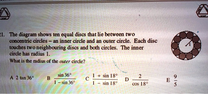 the diagram shows ten equal discs that lie between two concentric ...