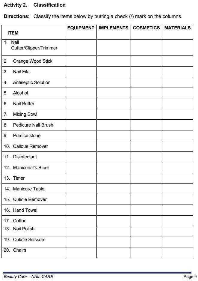 SOLVED: "classify the items below by putting check ( ) on the mark ...