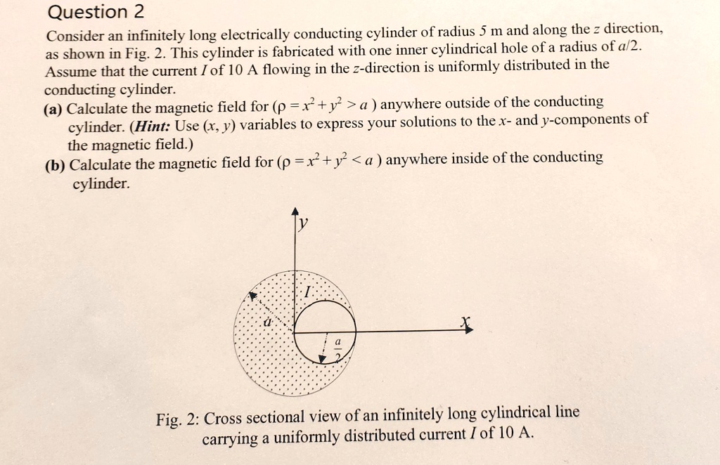 question 2 consider an infinitely long electrically conducting cylinder ...