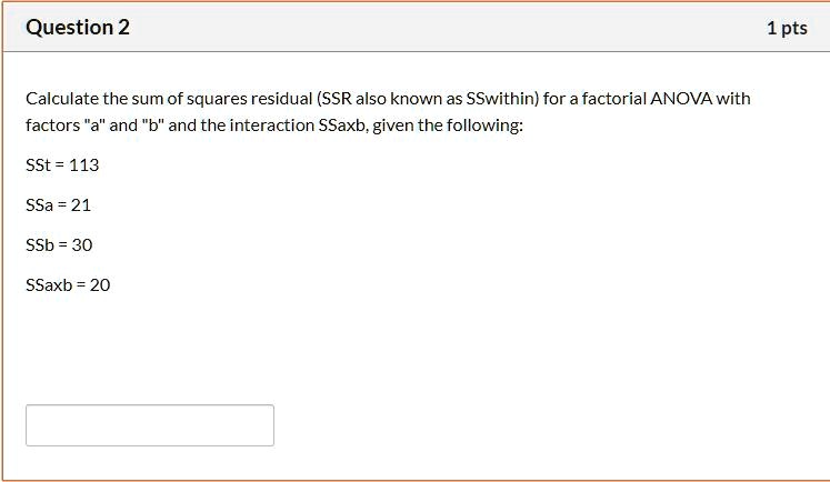 Calculate the sum of squares residual (SSR also known as...