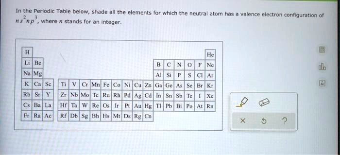 In the Periodic Table below, shade all the elements for which the ...