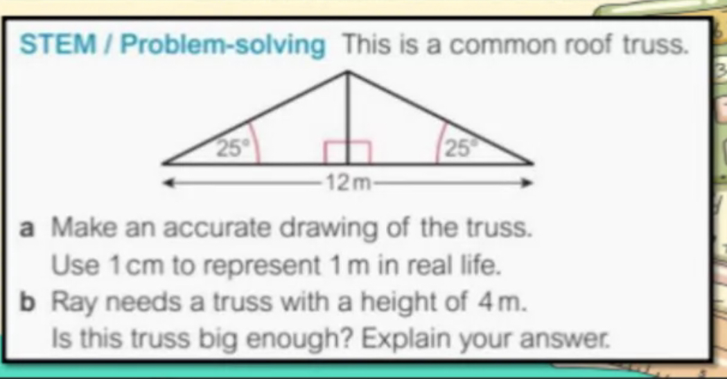 SOLVED: STEM / Problem-solving This is a common roof truss. a Make an ...