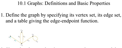 SOLVED: Define the graph by specifying its vertex set, its edge set, and a table giving the edge ...