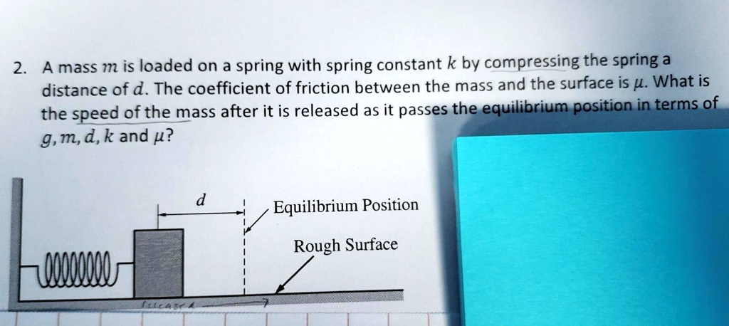 SOLVED: 2 A mass mn is loaded on spring with spring constant k by compressing the spring a ...