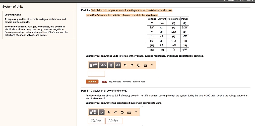System of Units Learning Goal: To express quantities of...