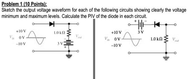 SOLVED: Problem 1 (10 Points): Sketch the output voltage waveform for each of the following ...