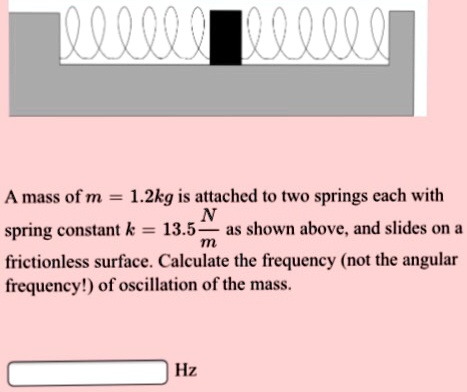 SOLVED: A mass of m = 1.2kg is attached to two springs each with N ...