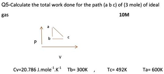 SOLVED: Q5 - Calculate the total work done for the path (a b c) of (3 ...