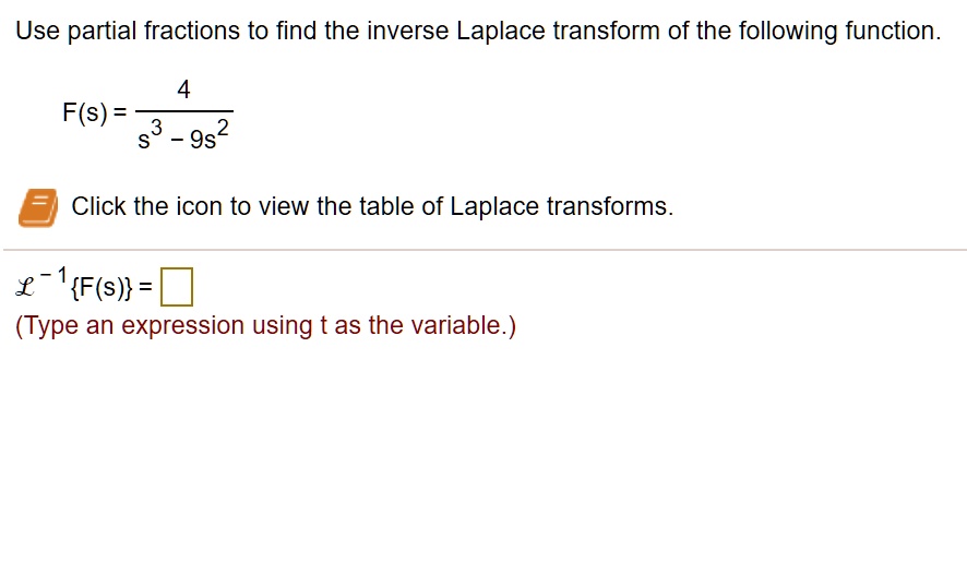 Use partial fractions to find the inverse Laplace transform of the ...